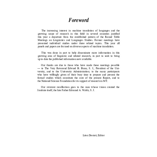 Research in Machine Translation - ACL Anthology