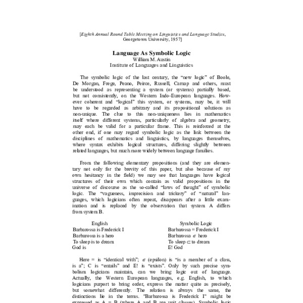 Language as Symbolic Logic - ACL Anthology