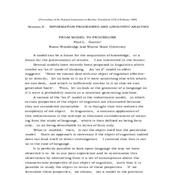 Model to Procedure - ACL Anthology