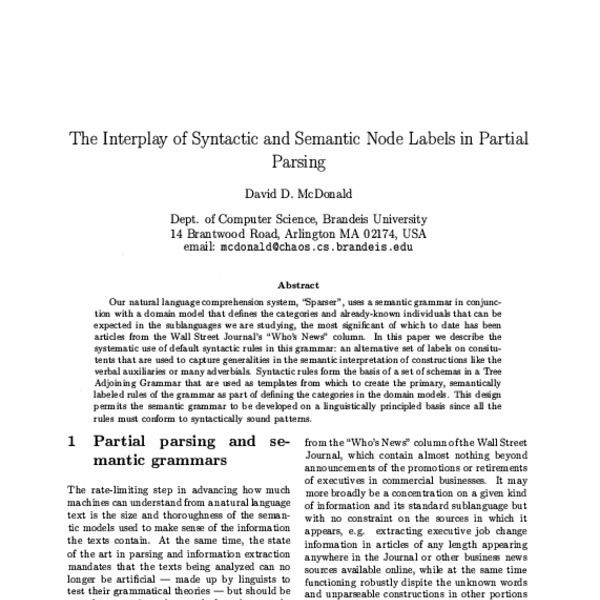 The Interplay of Syntactic and Semantic Node Labels in Partial Parsing - ACL Anthology