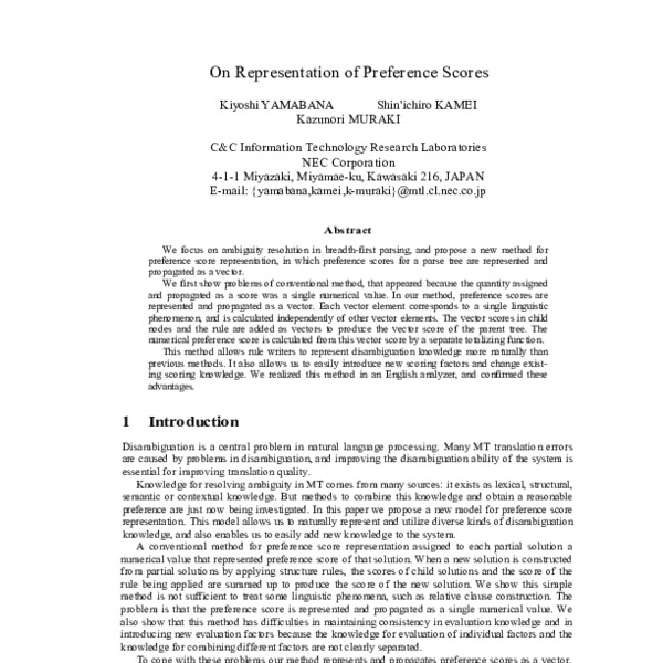 On Representation of Preference Scores - ACL Anthology