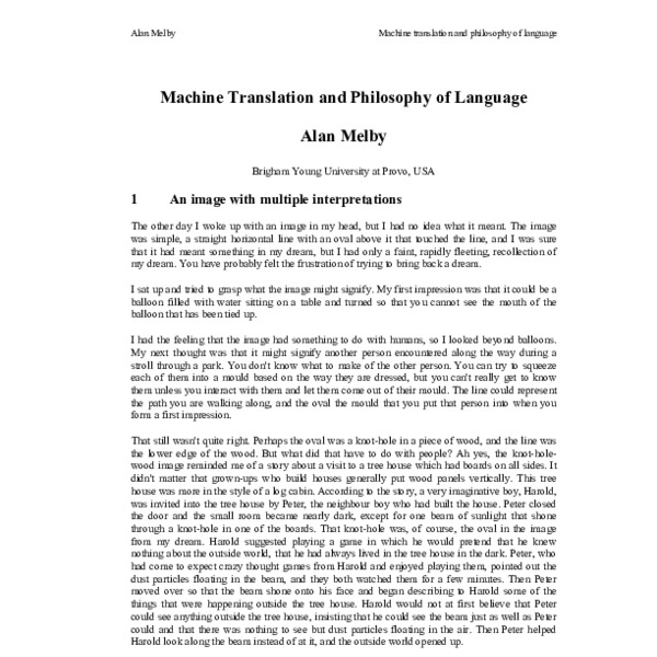 Machine translation and philosophy of language - ACL Anthology