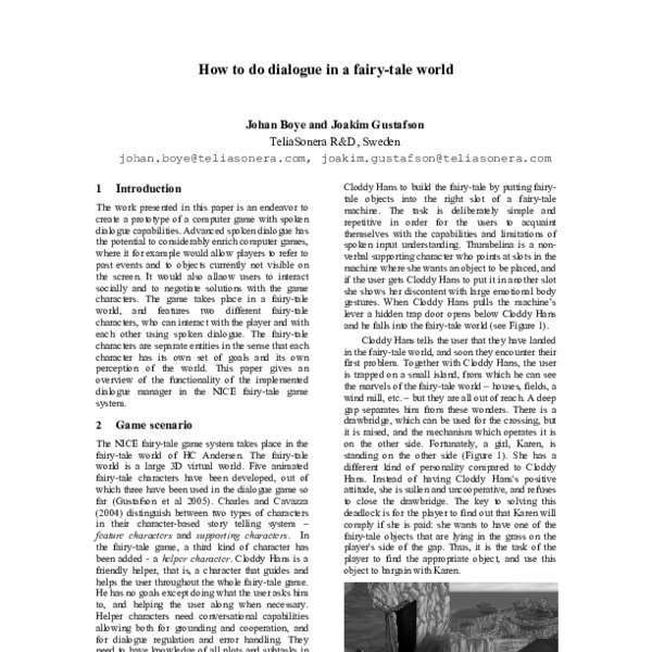 How to do Dialogue in a Fairy-tale World - ACL Anthology