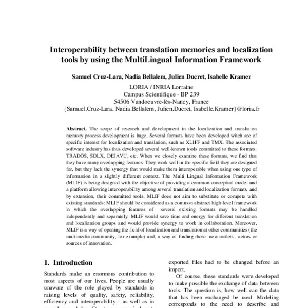 Interoperability Between Translation Memories And Localization Tools By Using The Multilingual