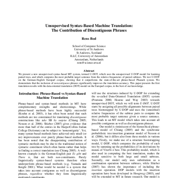 Unsupervised syntax-based machine translation: the contribution of ...