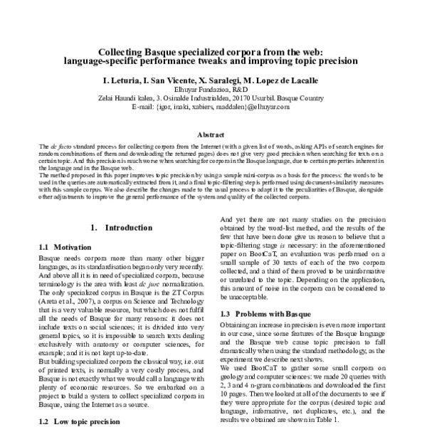 Collecting Basque specialized corpora from the web: language-specific ...