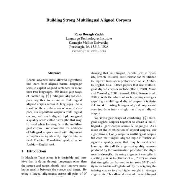 Building Strong Multilingual Aligned Corpora - ACL Anthology