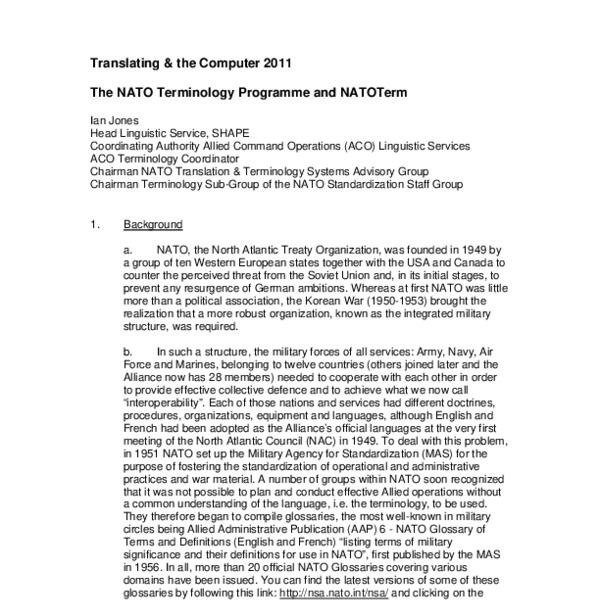 The NATO terminology programme and NATOTerm - ACL Anthology