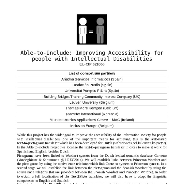 Able-to-Include: Improving accessibility for people with intellectual ...