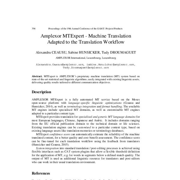 Amplexor MTExpert – machine translation adapted to the translation ...