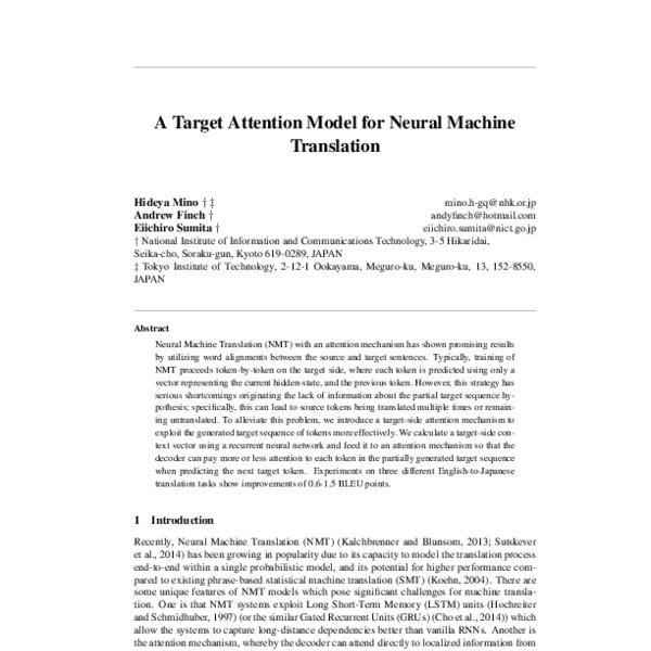 A Target Attention Model for Neural Machine Translation - ACL Anthology