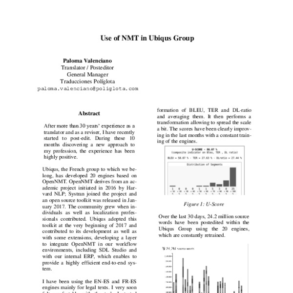 Use of NMT in Ubiqus Group - ACL Anthology