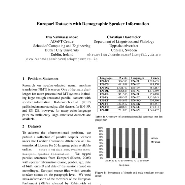 Europarl Datasets with Demographic Speaker Information - ACL Anthology