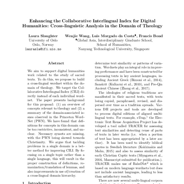 Enchancing the Collaborative Interlingual Index for Digital Humanities ...
