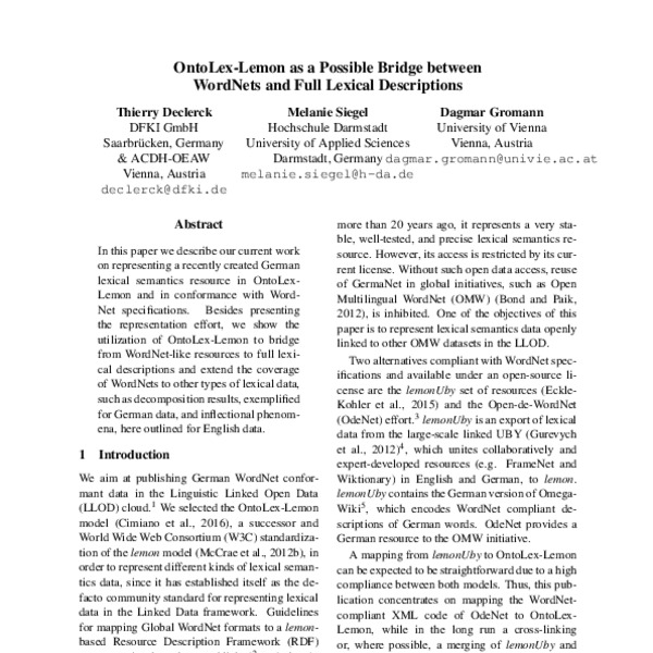 OntoLex as a possible Bridge between WordNets and full lexical ...