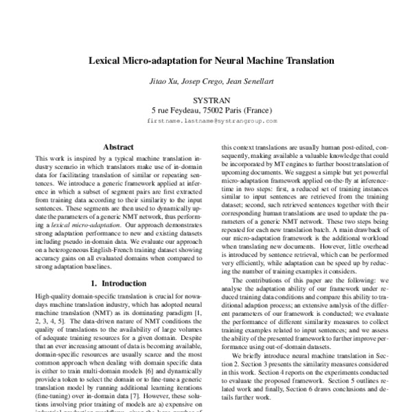 Lexical Micro-adaptation for Neural Machine Translation - ACL Anthology