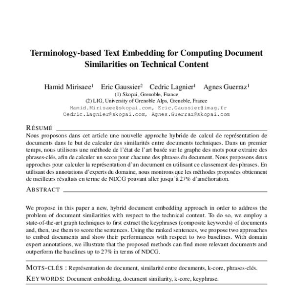 Terminology-based Text Embedding for Computing Document Similarities on ...