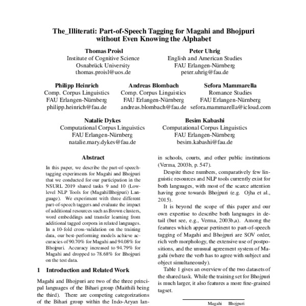 The_Illiterati: Part-of-Speech Tagging for Magahi and Bhojpuri without ...