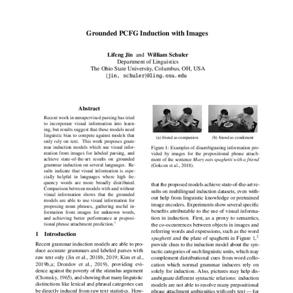 Grounded PCFG Induction with Images - ACL Anthology