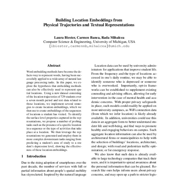Building Location Embeddings from Physical Trajectories and Textual ...