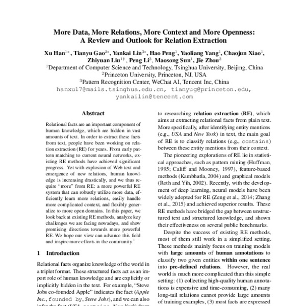 More Data More Relations More Context And More Openness A Review And