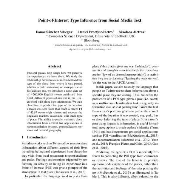 Point-of-Interest Type Inference from Social Media Text - ACL Anthology