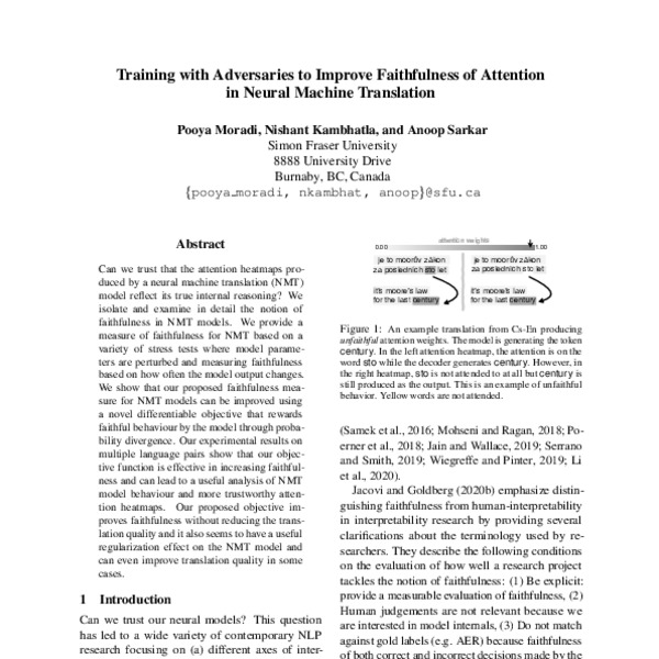 Training with Adversaries to Improve Faithfulness of Attention in ...