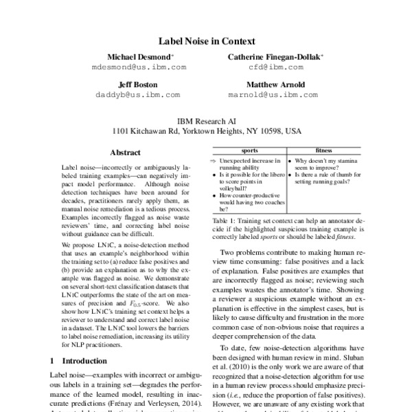 Label Noise In Context Acl Anthology
