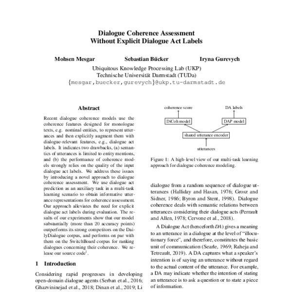 Dialogue Coherence Assessment Without Explicit Dialogue Act Labels ...