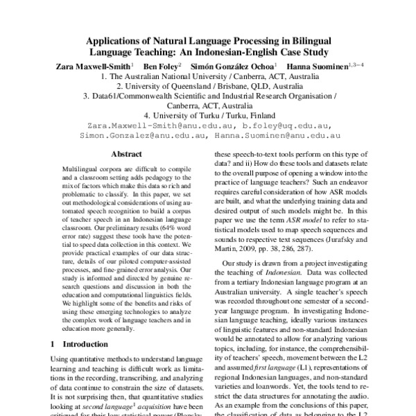 Applications of Natural Language Processing in Bilingual Language ...