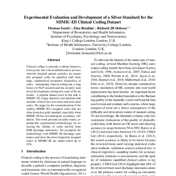 Experimental Evaluation and Development of a Silver-Standard for the ...