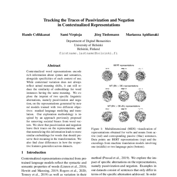 Controlling the Imprint of Passivization and Negation in Contextualized ...