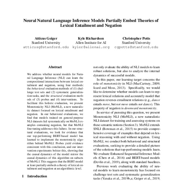 Neural Natural Language Inference Models Partially Embed Theories of Lexical Entailment and ...