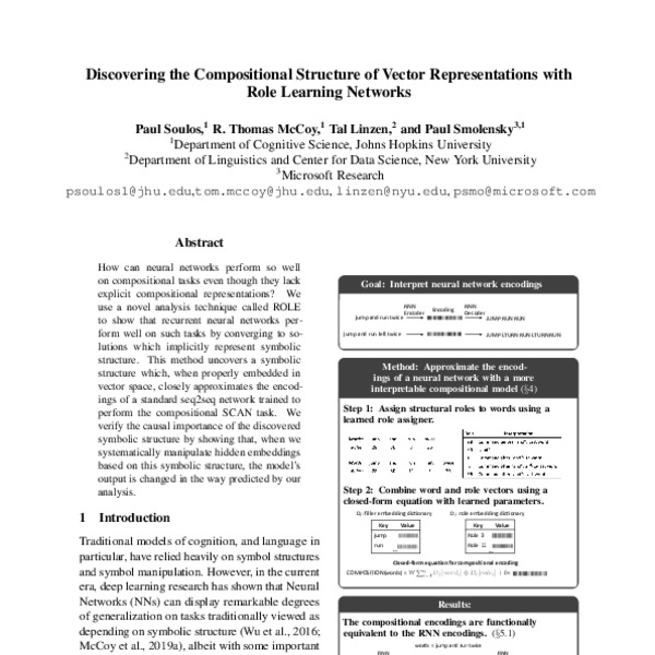 Discovering the Compositional Structure of Vector Representations with Role Learning Networks ...