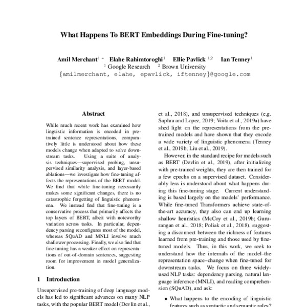 What Happens To BERT Embeddings During Fine-tuning? - ACL Anthology