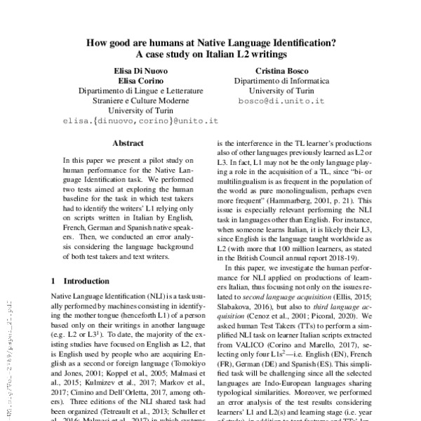 How Good are Humans at Native Language Identification? A Case Study on ...