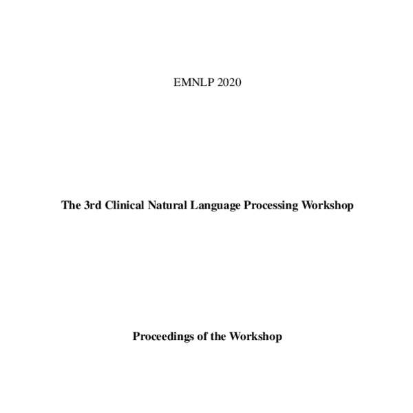 Proceedings Of The 3rd Clinical Natural Language Processing Workshop