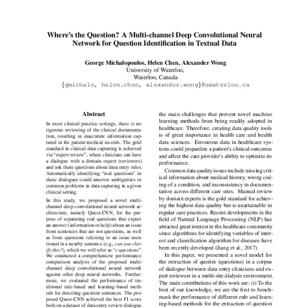 Where’s the Question? A Multi-channel Deep Convolutional Neural Network for Question ...