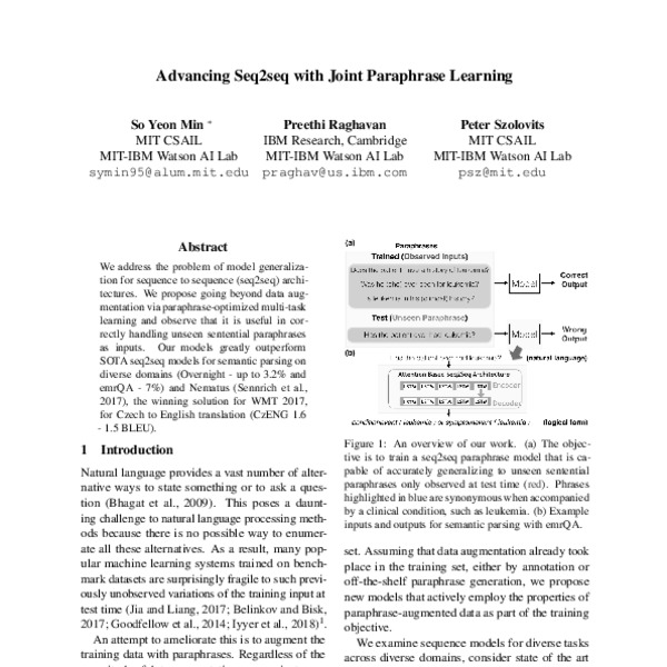 Advancing Seq2seq with Joint Paraphrase Learning - ACL Anthology