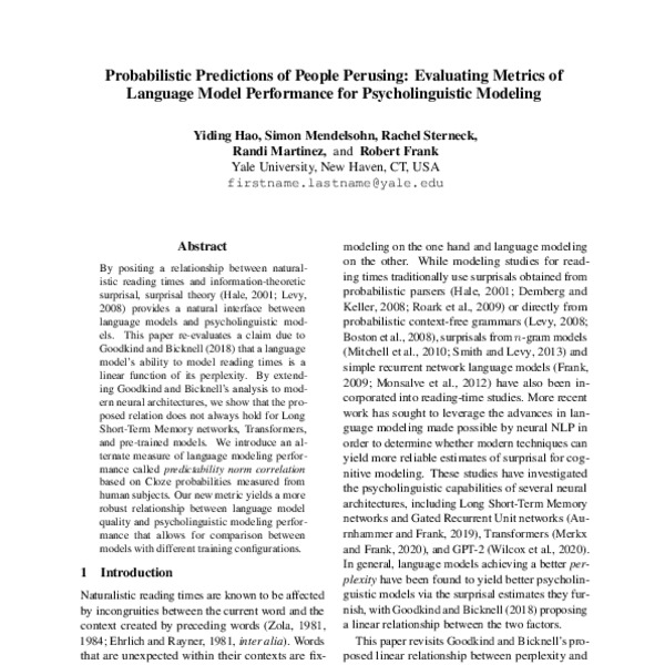 Probabilistic Predictions of People Perusing: Evaluating Metrics of ...