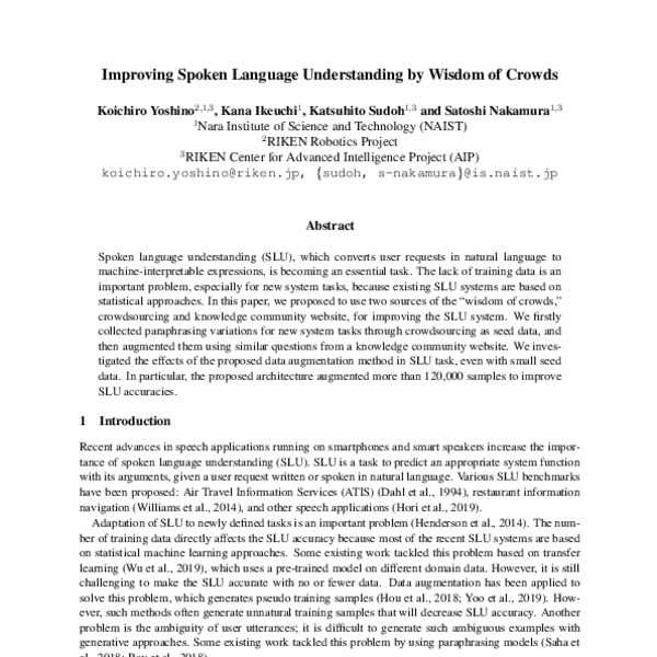 Improving Spoken Language Understanding by Wisdom of Crowds - ACL Anthology