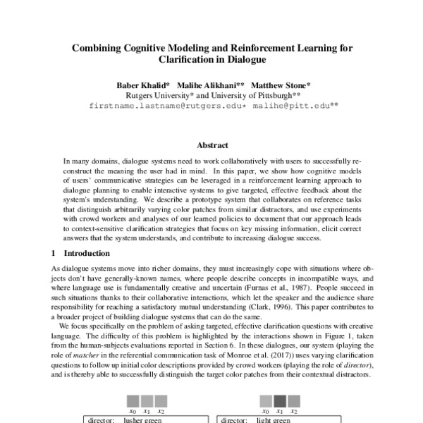 Combining Cognitive Modeling and Reinforcement Learning for ...