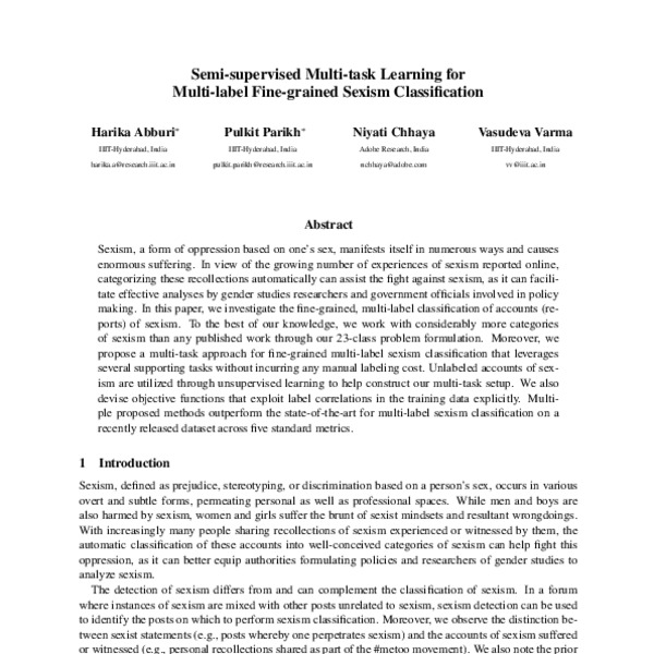 Semi-supervised Multi-task Learning for Multi-label Fine-grained Sexism Classification - ACL ...