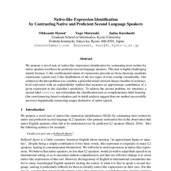 Native-like Expression Identification by Contrasting Native and ...