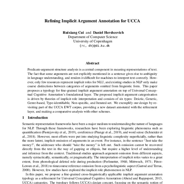 Refining Implicit Argument Annotation for UCCA - ACL Anthology