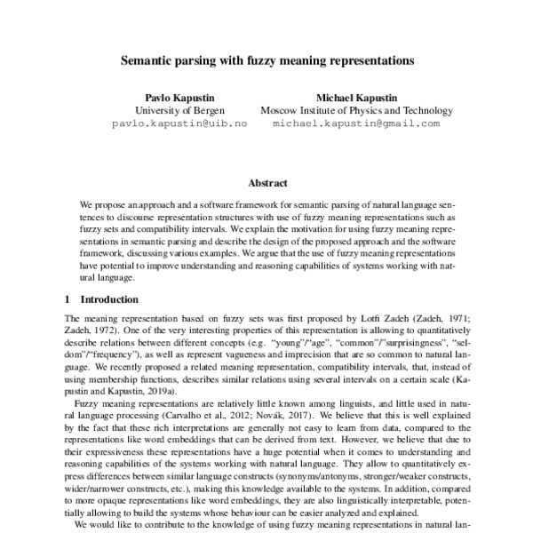 Semantic parsing with fuzzy meaning representations - ACL Anthology