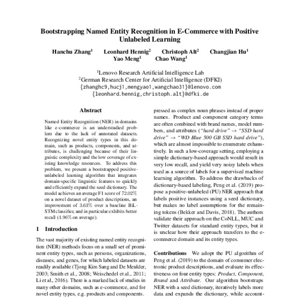 Bootstrapping Named Entity Recognition in E-Commerce with Positive ...