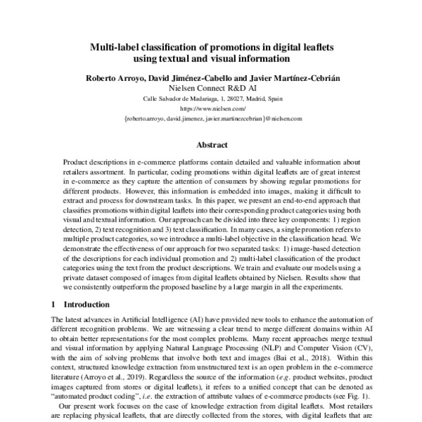 Multi-label classification of promotions in digital leaflets using ...