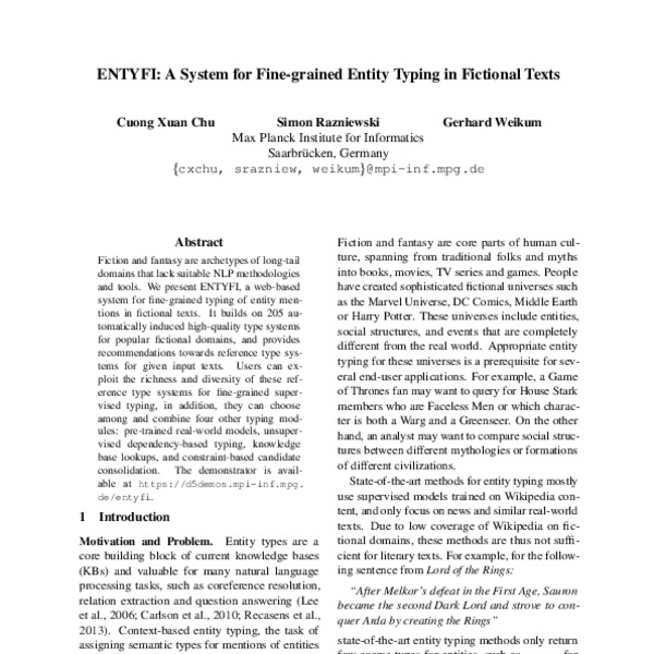 ENTYFI: A System for Fine-grained Entity Typing in Fictional Texts - ACL Anthology