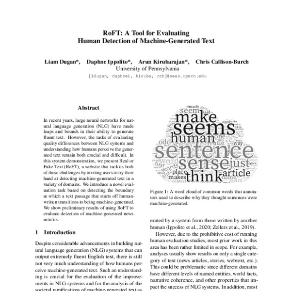 RoFT: A Tool for Evaluating Human Detection of Machine-Generated Text - ACL Anthology